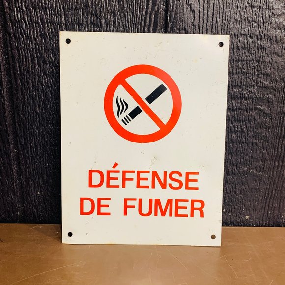 Vintage | Wall Decor | Vintage French No Smoking Sign Defense De Fumer ...